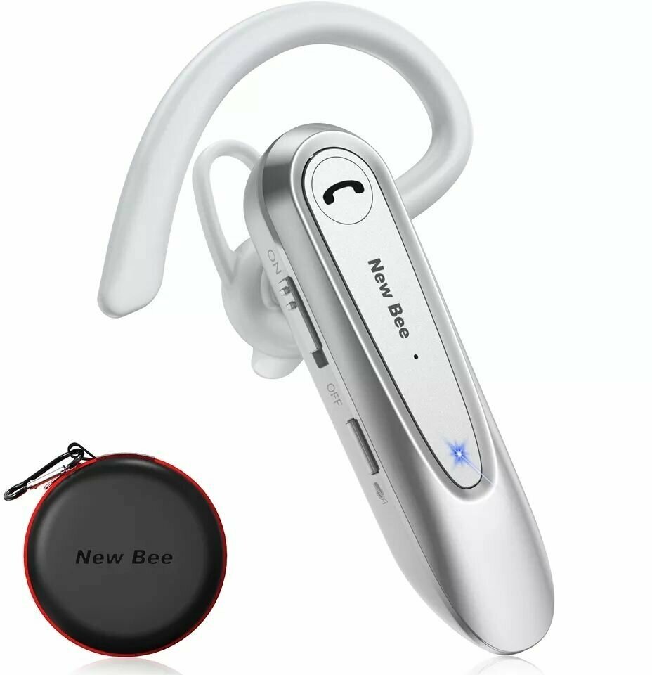 Беспроводная Bluetooth гарнитура NEW BEE LC-B45 с шумоподавлением с русскоязычными уведомлениями белый