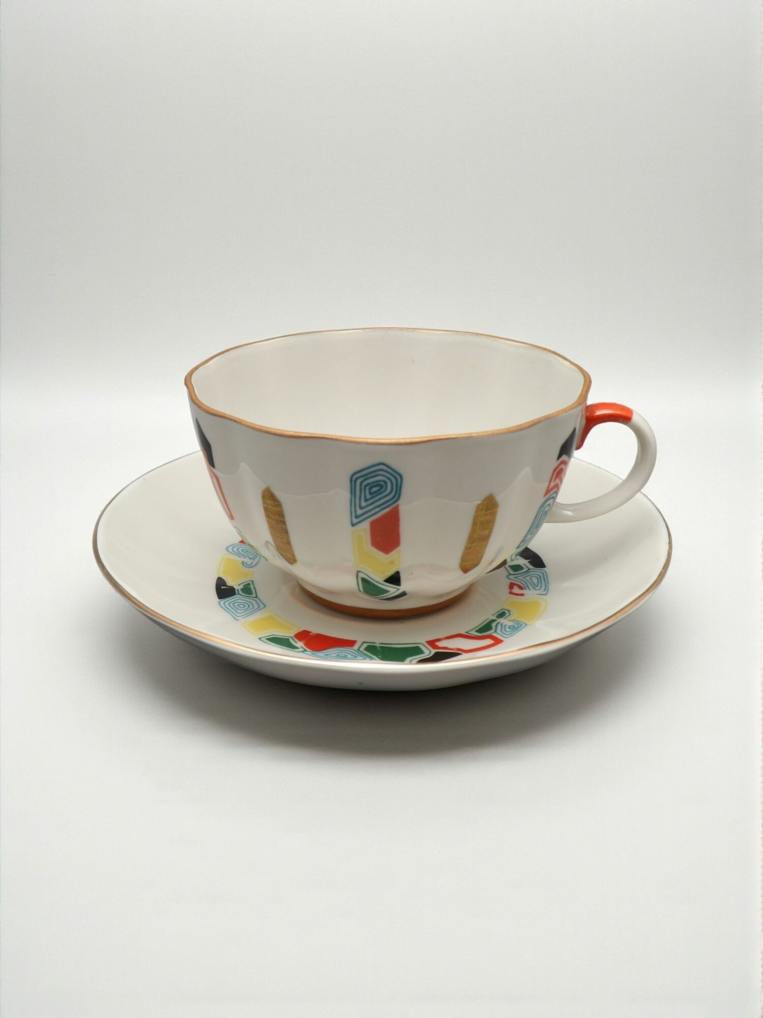 Антикварная чайная пара, фарфор, ЛФЗ, СССР, 1960-е г, ручная работа