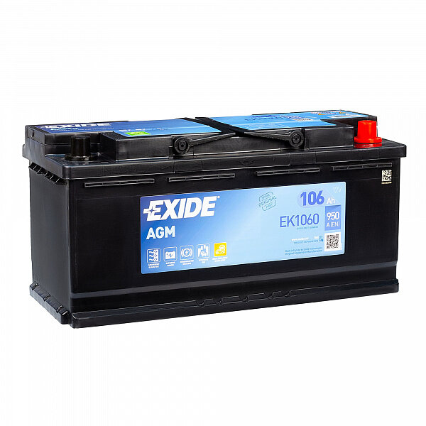 Аккумулятор автомобильный EXIDE Start-Stop AGM EK1060 106.0 Ah 950 A ОП (393х175х190) L6 393x175x190