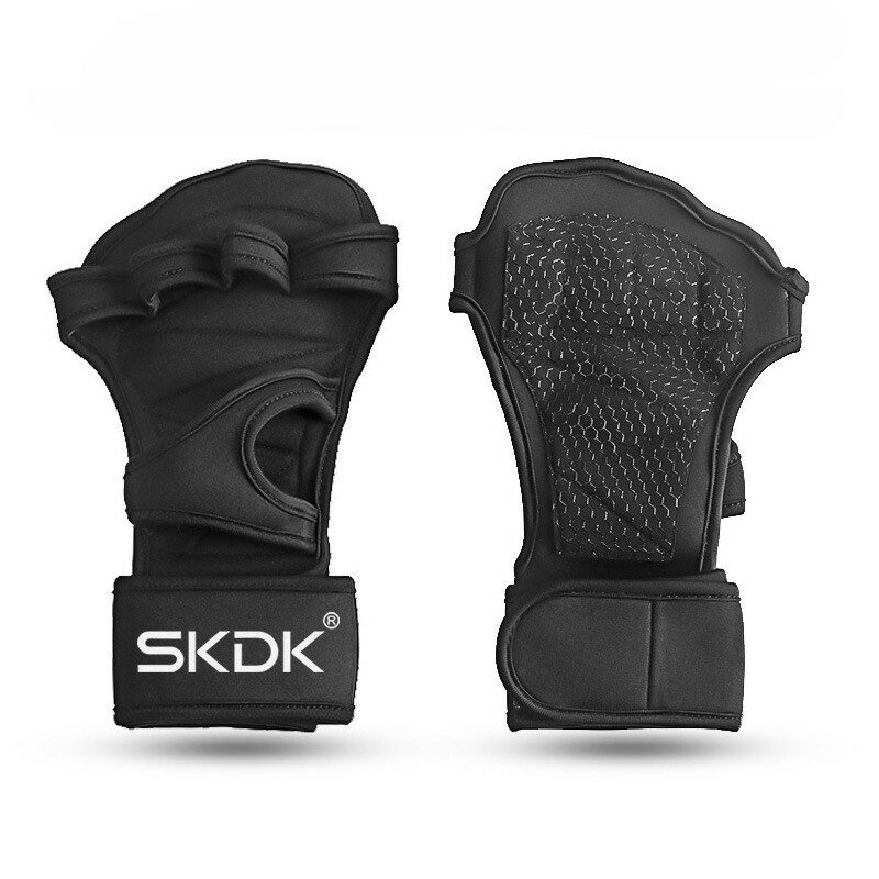 Перчатки для тяжелой атлетики SKDK спортивные с напульсником лямка усиленные для фитнеса бодибилдинга тренажерного зала