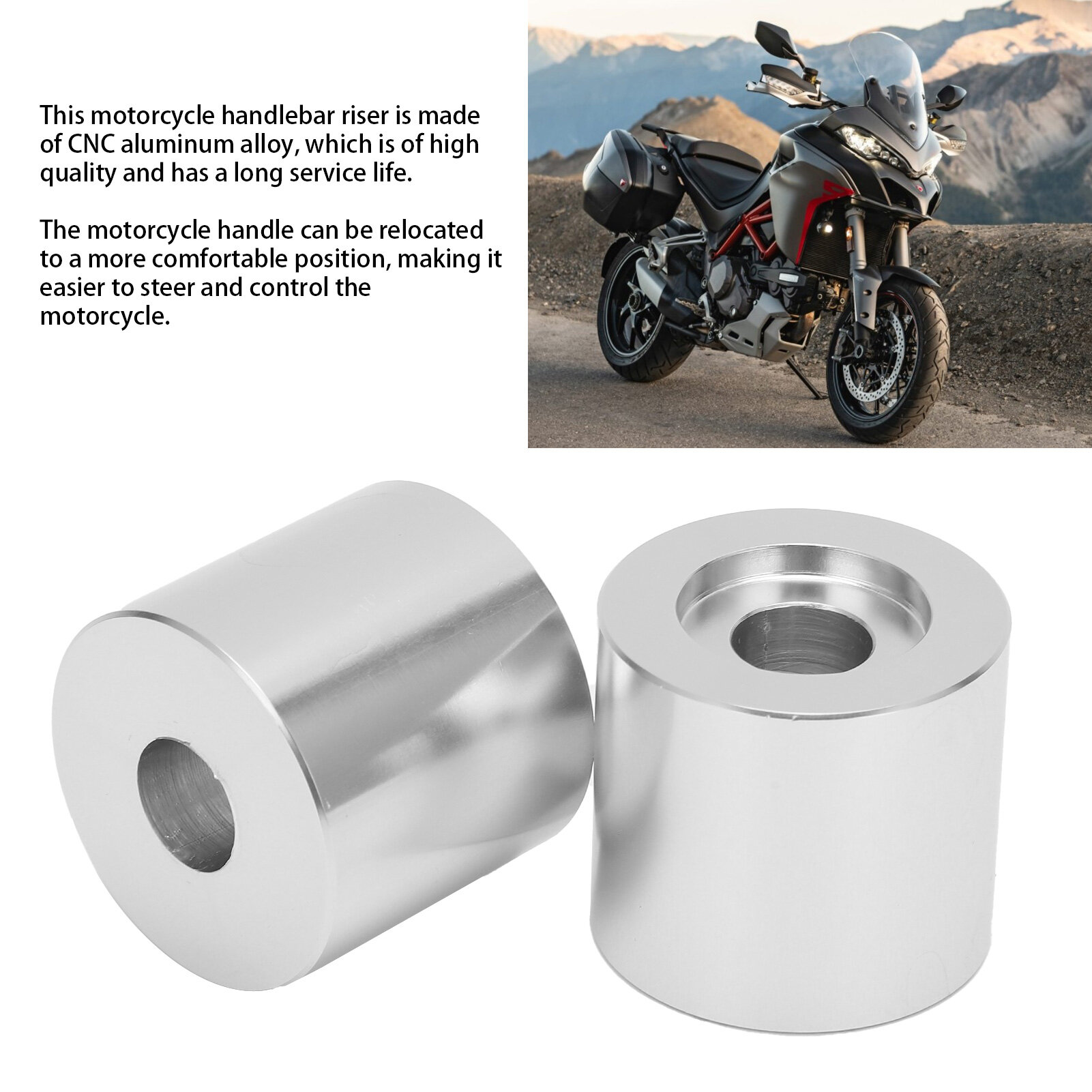 Сменные проставки для зажимов руля мотоцикла для DUCATI MULTISTRADA 1200/S/ENDURO 2010‑2019Silver