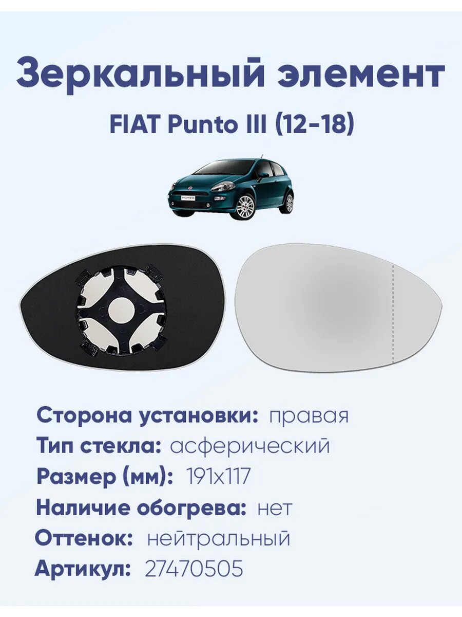 Зеркальный элемент правый FIAT Punto III (12-18)A27470505