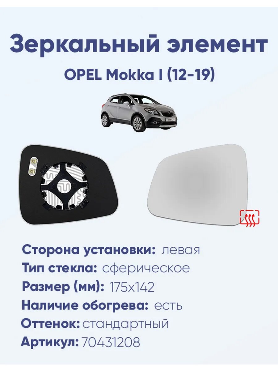 Зеркальный элемент левый OPEL Mokka I (12-19) 70431208