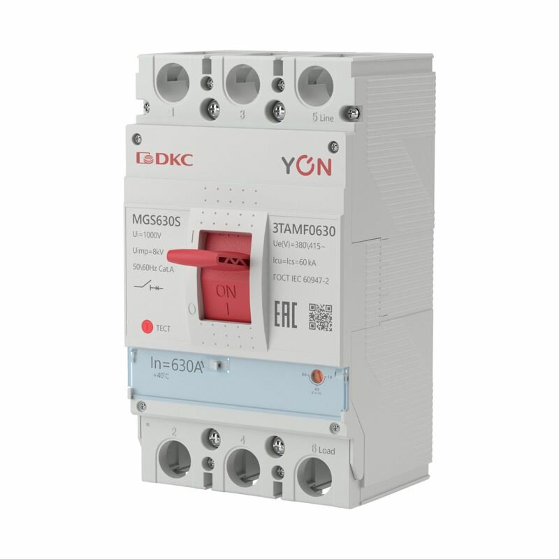 Выключатель автоматический MGS630 3P 504-630A 60kA YON, DKC MGS630S-3TAMF0630 (1 шт.)