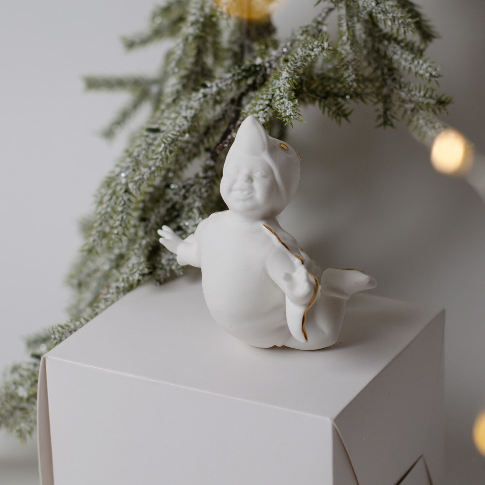 Елочная игрушка Ярославская керамическая мануфактура "Малыш Пингвинёнок мал", ручная роспись