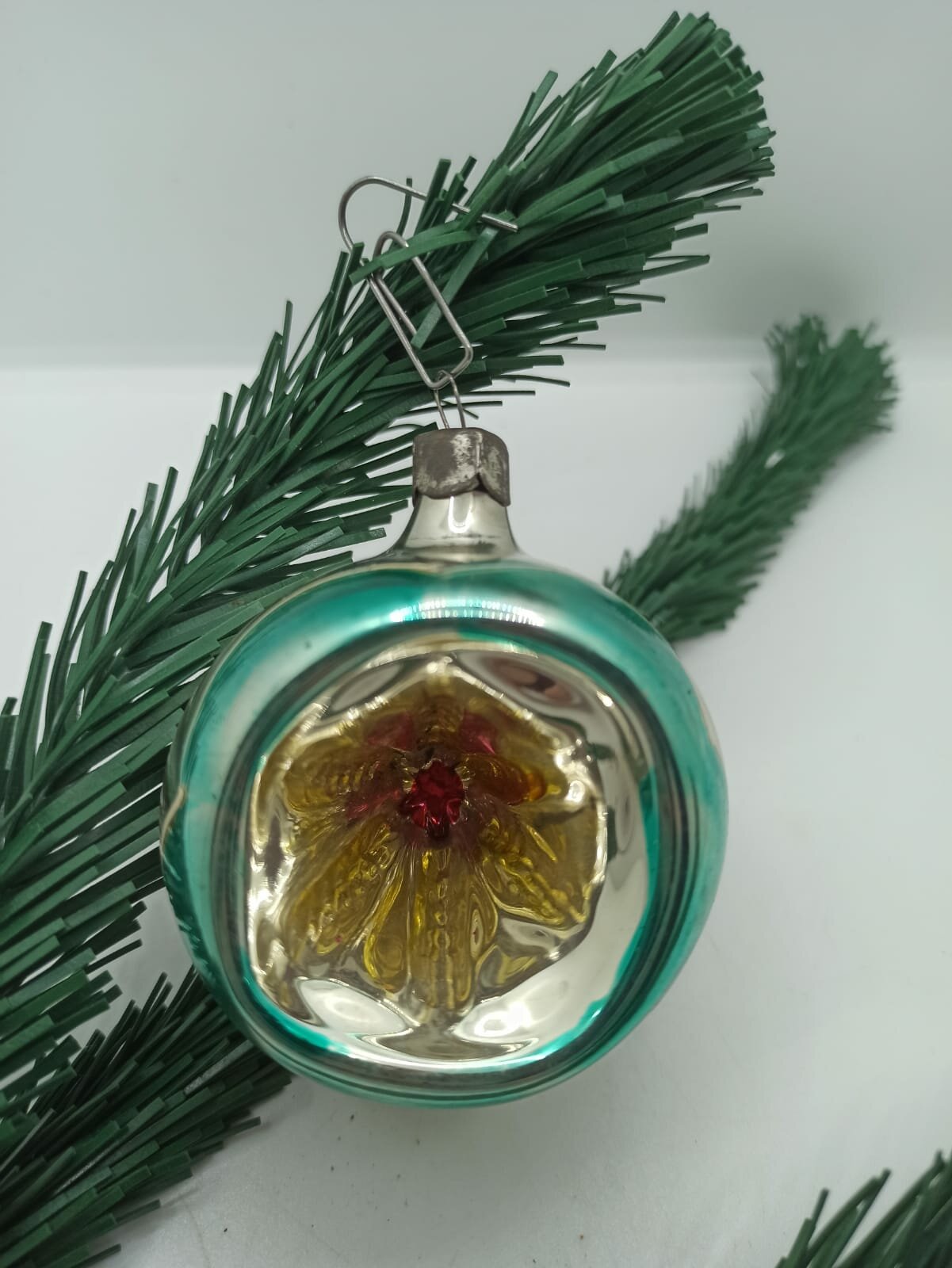 Елочная игрушка Шар прожектор винтажная советская, стекло, СССР