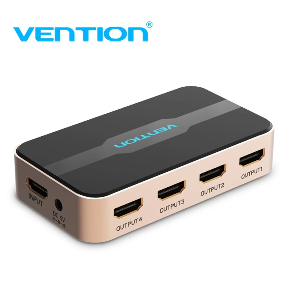 HDMI-разветвитель Vention 1x4, 4 выхода, для ТВ-приставки PS34, ноутбука, с блоком питания, HD-коммутатор, 4kX2k 3D Sp 1 для 4