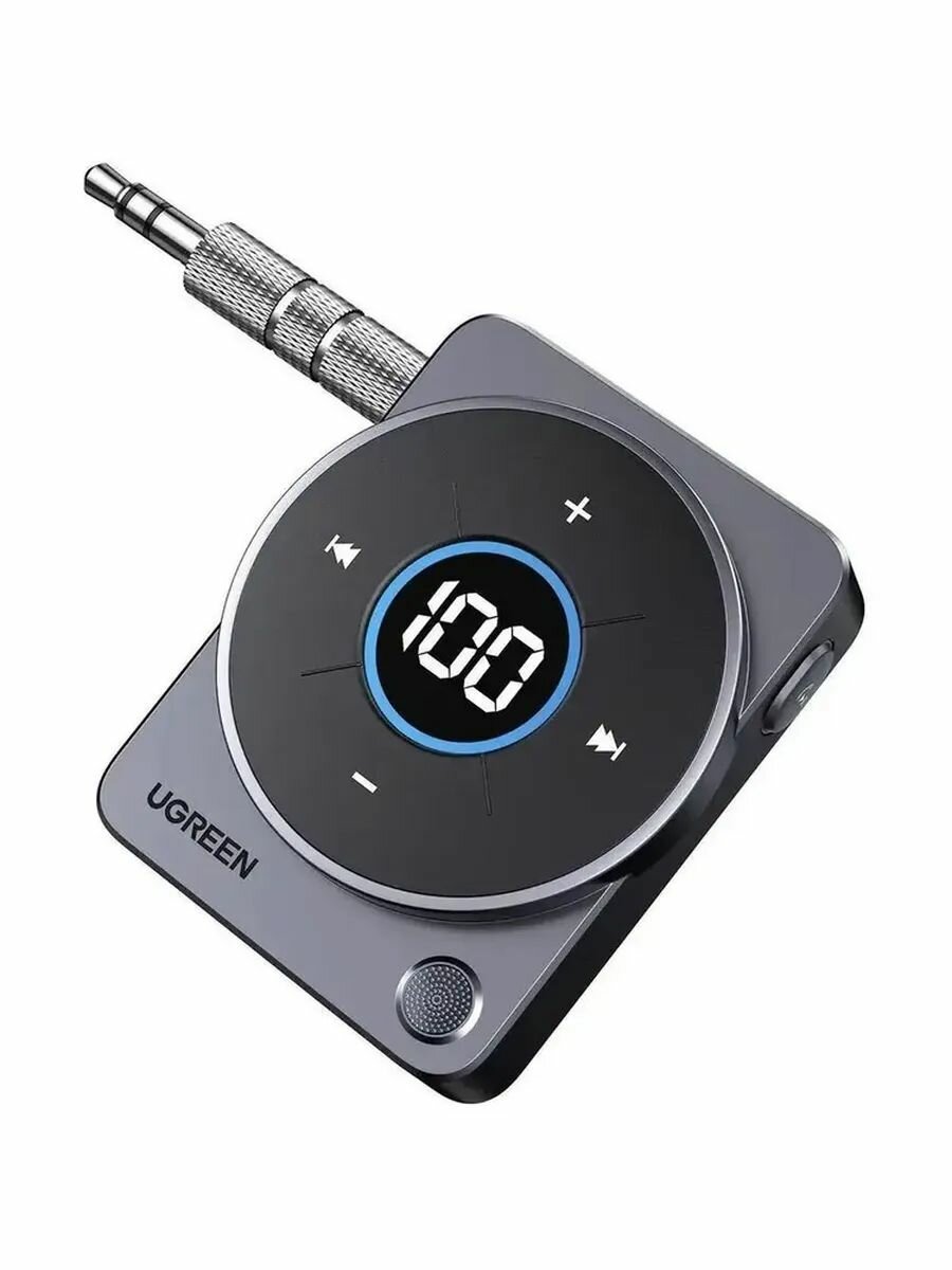 Аудиоадаптер UGREEN CM724 (35003) Car&Home Bluetooth 5.4 Receiver Audio Adapter со съемным металлическим штекером 3,5мм. Цвет: серый.