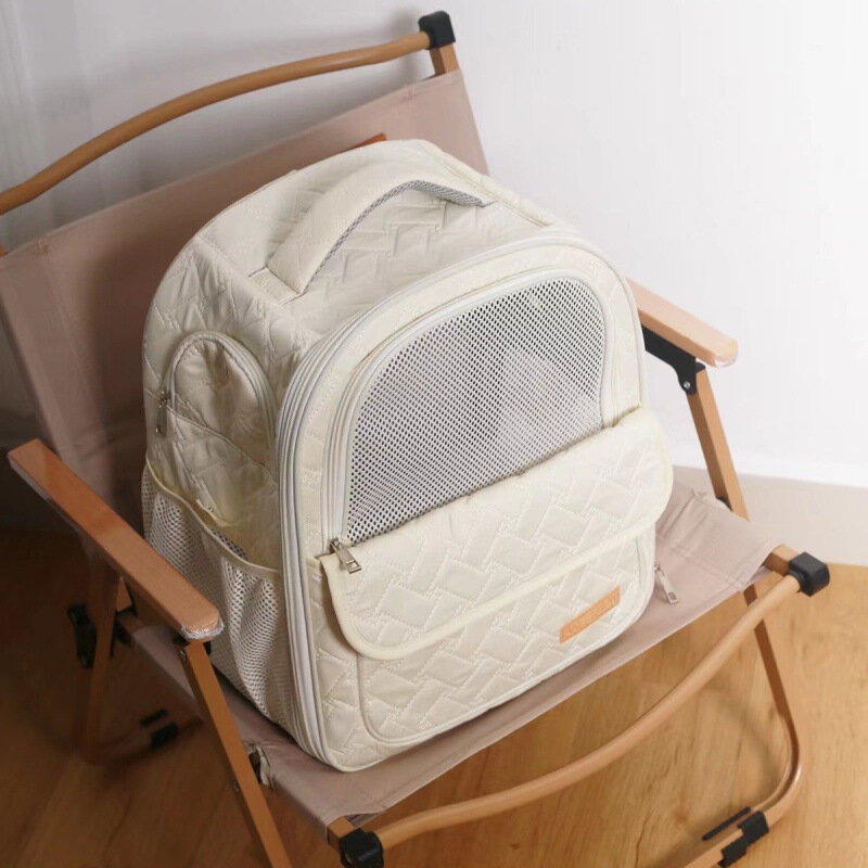 Сумка для домашних кошек, рюкзак на твердой подошве, большая вместительная, теплая, темно-белая