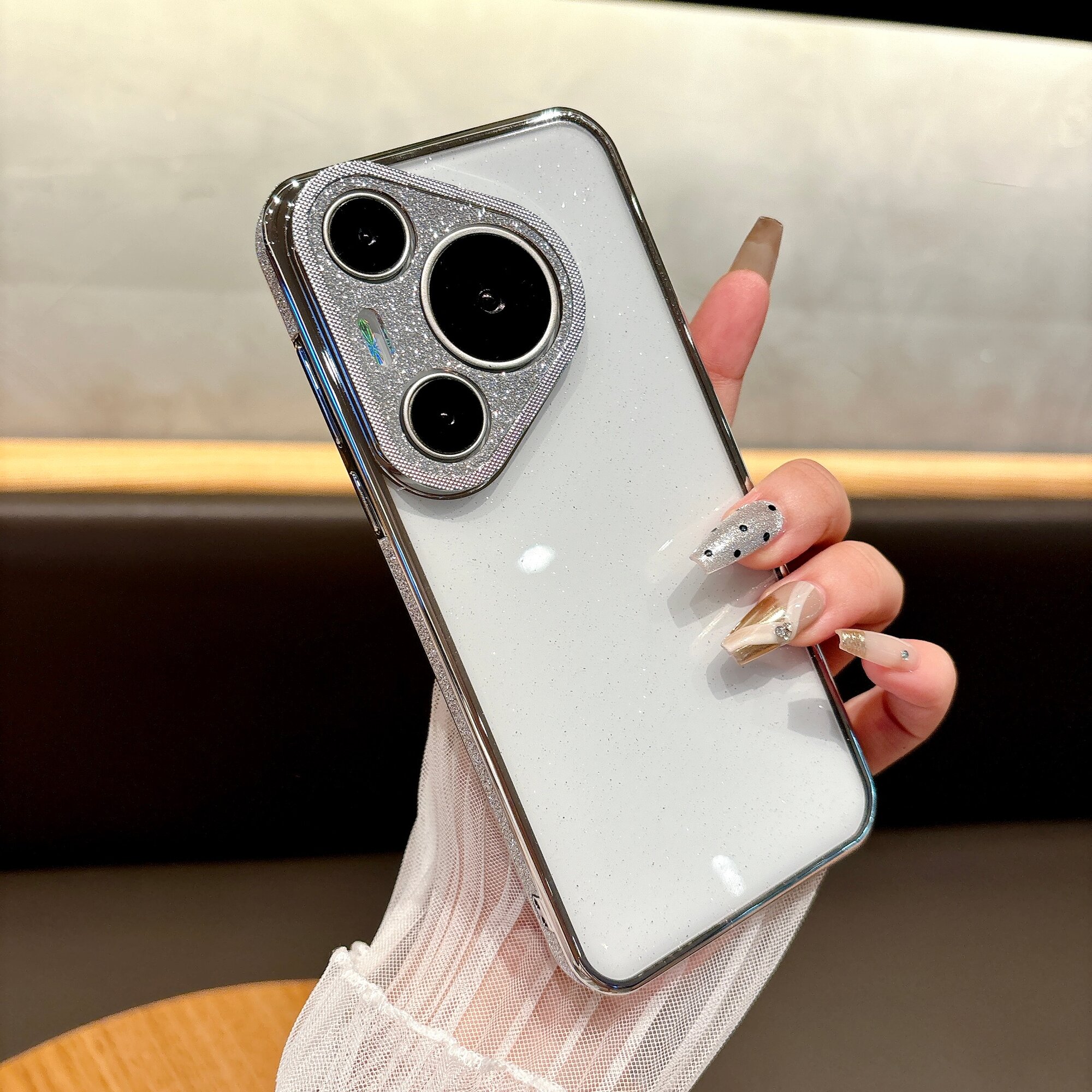 Чехол Для Huawei Pura 70 / Хуавей Пура 70, soft touch, чехол-кардиомонитор, поликарбонат (PC), защита камеры, ударопрочный, усиленные углы, Huawei, Huawei Pura 70, Silver,