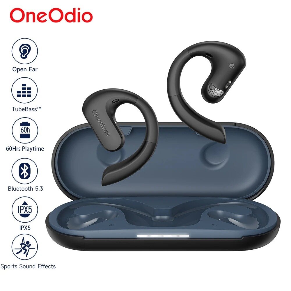 Oneodio OpenRock S Открытые беспроводные наушники Bluetooth 5.3 с 4 микрофонами AI, которые могут работать 60 часов