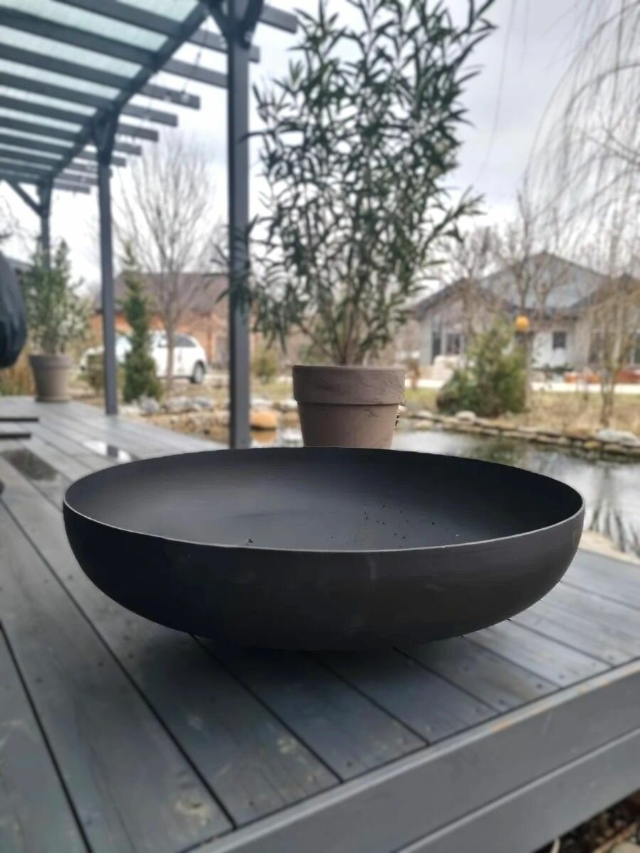 Костровая чаша Глубокая D-1000 мм, толщина стали 6 мм. цвет черный-матовый