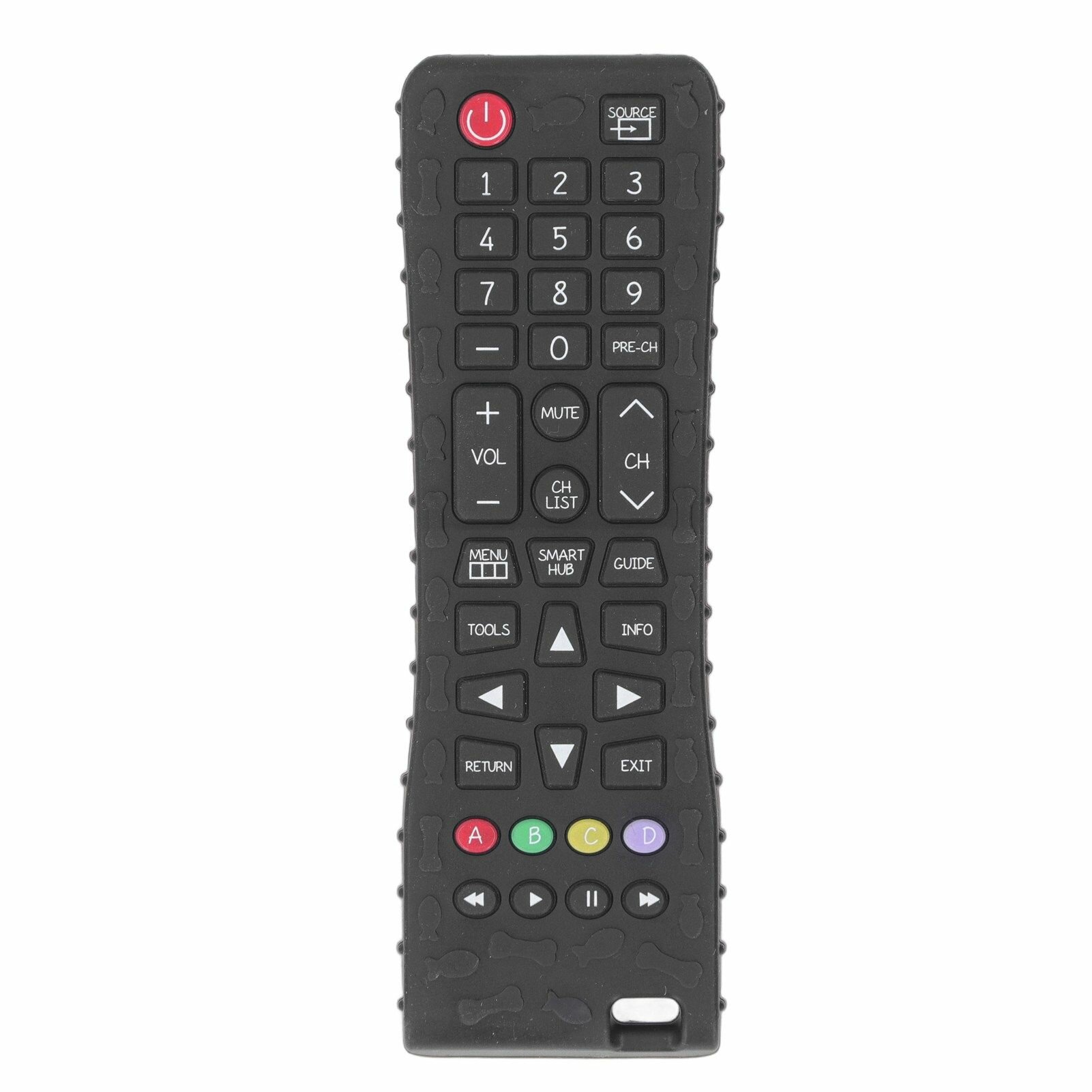 Детская силиконовая игрушка-прорезыватель в форме пульта дистанционного управления, способствует развитию сенсорики, черный цвет