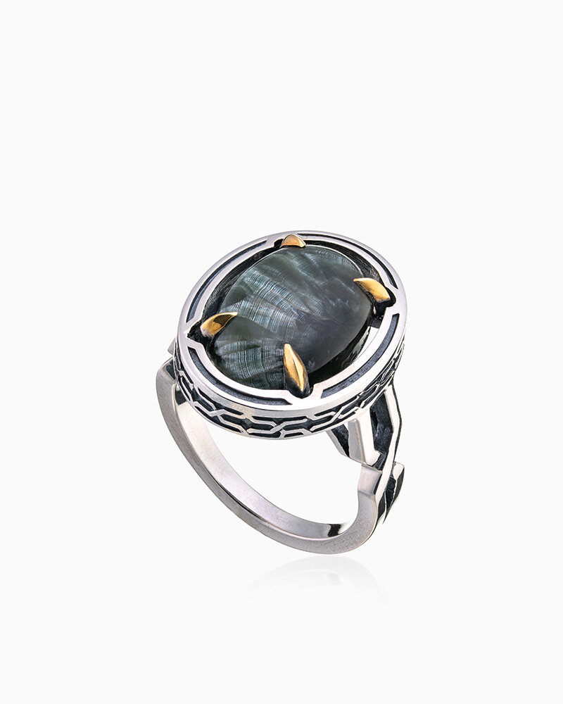 Кольцо, серебро, 925 проба, серафинит