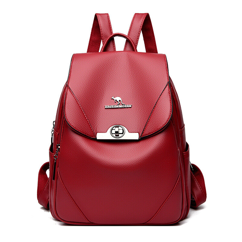 Рюкзак-кенгуру, из натуральной кожи, красный, 2024 год