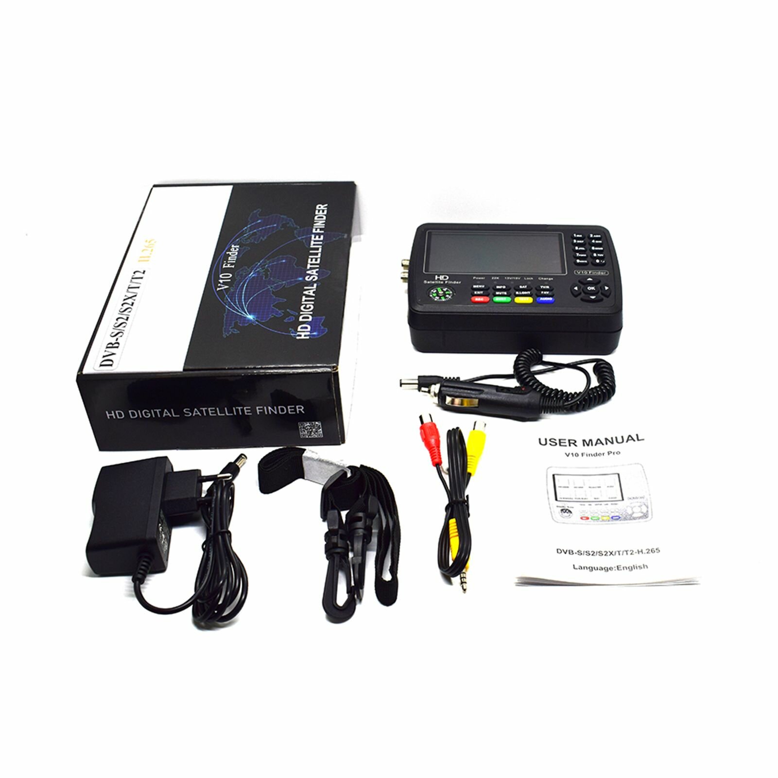 V10 Pro спутниковый измеритель сигнала, 4.3 дюйма HD экран, поддержка DVB-S/S2/S2X, для настройки спутниковых антенн