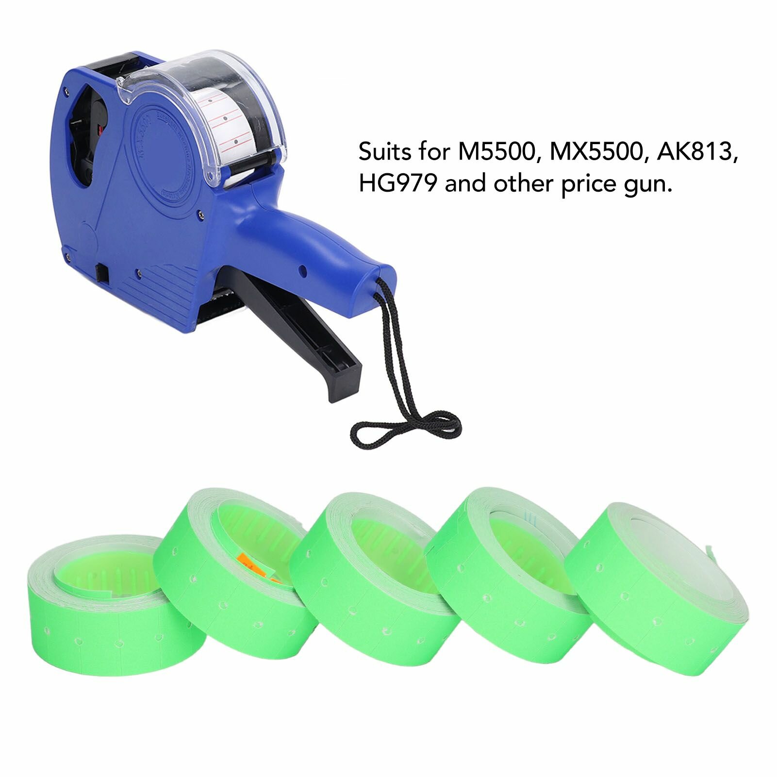 Ценник на 3 трубки, 15000 шт, однорядная ценовая бирка 21x12 мм для M5500 MX5500, флуоресцентный зеленый цвет