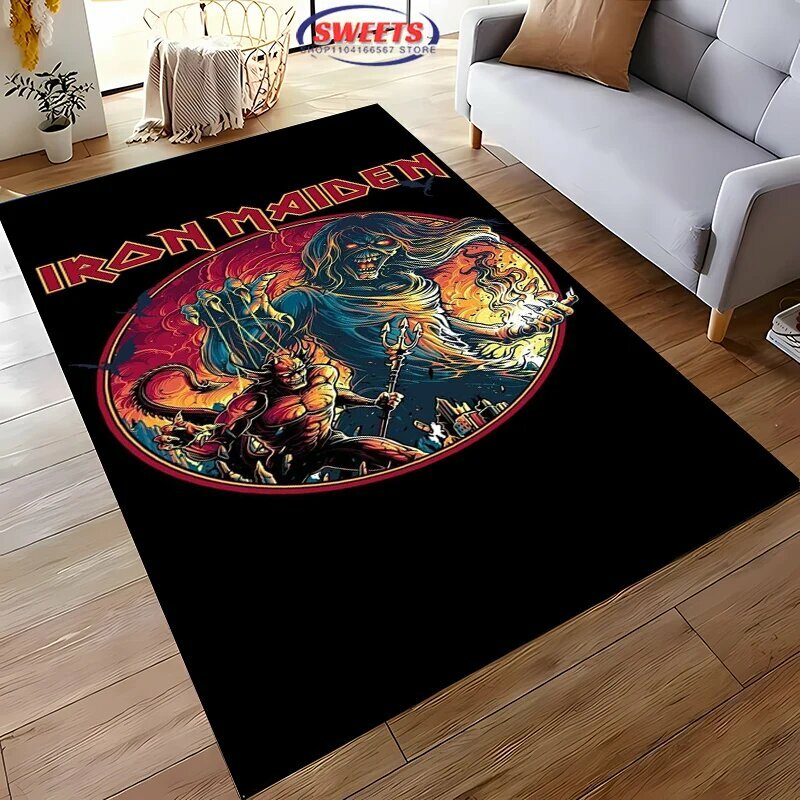 Music Band I-Iron Ma1den Carpet 3D Printed for Living Room Kids Bedroom Rug Sofa Doormat Soft Floor Rug Anti-slip Decor Mat Gift, 60x90cm (24x35in), Черный