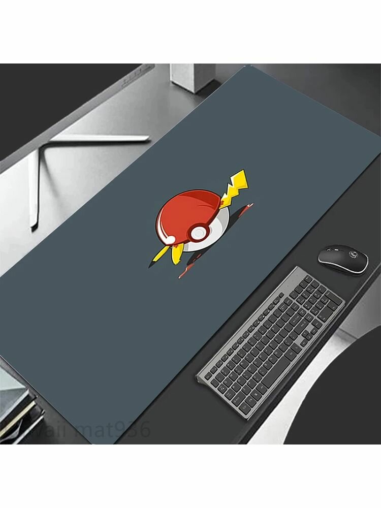 Коврик Pikachu, нескользящее покрытие, для игрового компьютера, XXL, 40 см x 90 см