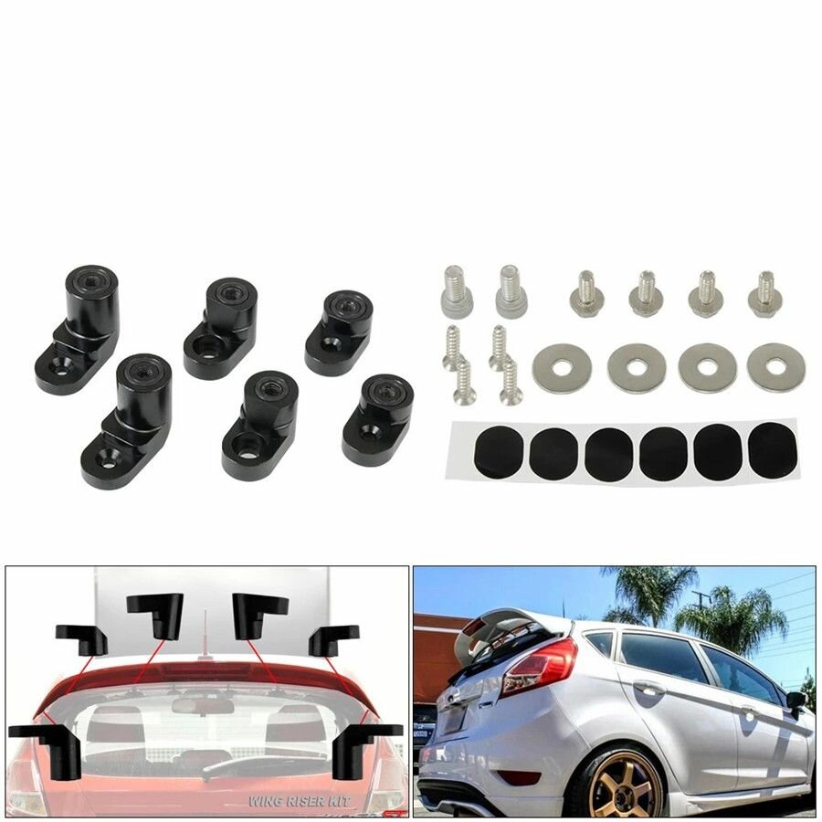 1 комплект Подъемника Спойлера Заднего Крыла Для Ford Fiesta ST 2014-Up Анодированный Черный