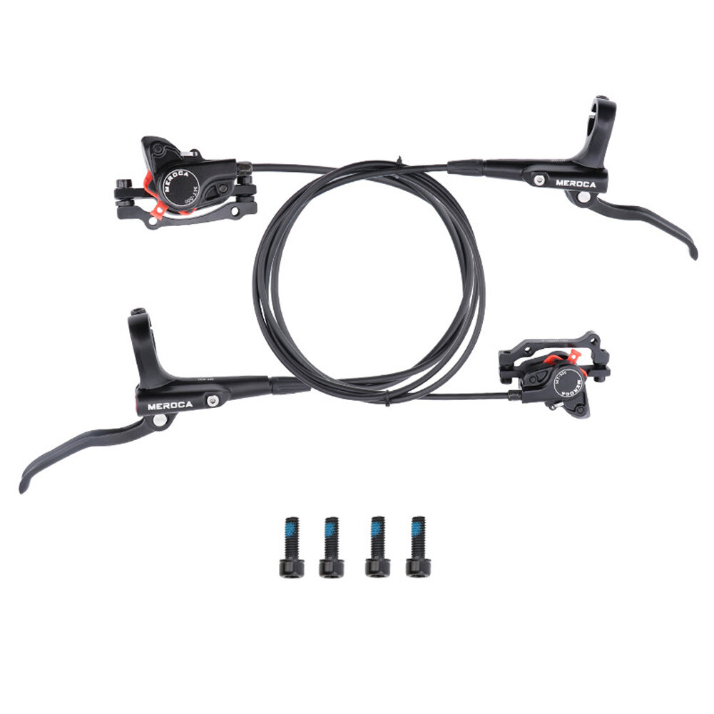 MEROCA Кит гидравлических дисковых тормозов для велосипеда MTB, передний и задний, кальперы, черный, красный, синий, фиолетовый, золотой, алюминиевый сплав, длина рукава передняя 800мм, задняя 1400мм, вес без дисков 645г, с дисками 940г, в комплект