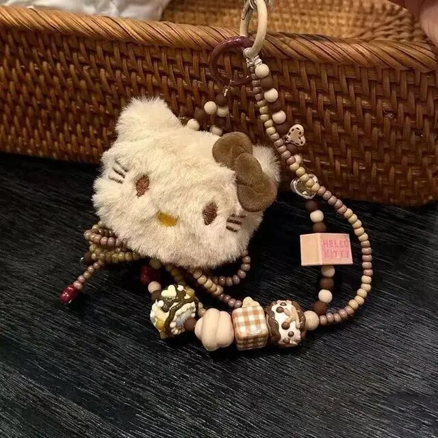 Брелок-рюкзак Sanrio Hello Kitty, 2025 г, мультяшный, кавайный, с подвеской в виде пары, детская аниме-игрушка, бисерный кулон, праздничный подарок,