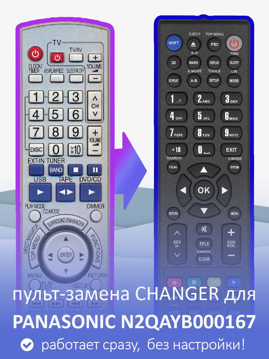 Пульт-замена для PANASONIC N2QAYB000167