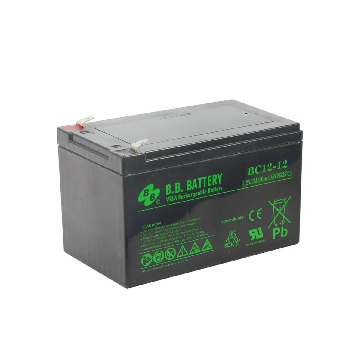Аккумуляторная батарея B.B. Battery BC12-12 12 А·ч 12В, черный — фото 1