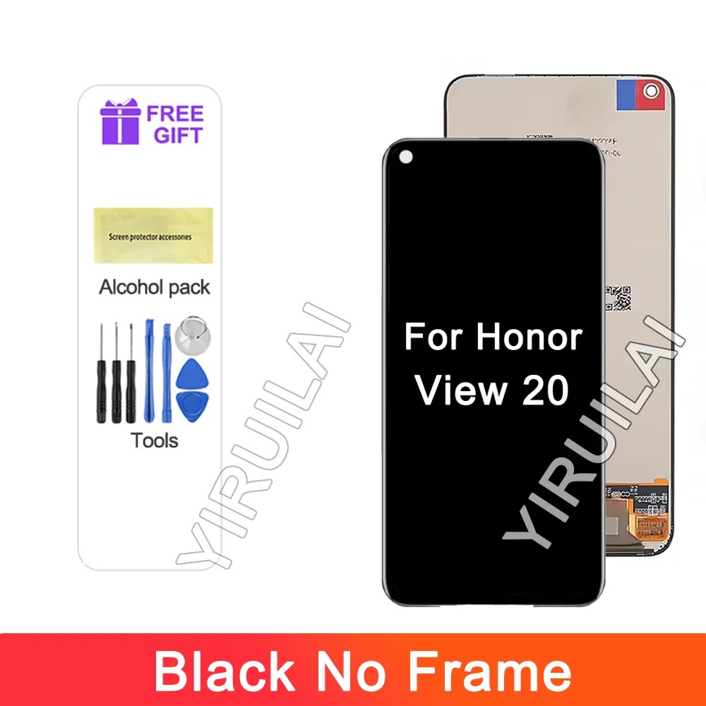 6,4 'для Huawei Honor View 20 ЖК-дисплей цифровой сенсорный экран с заменой рамки Black No Frame