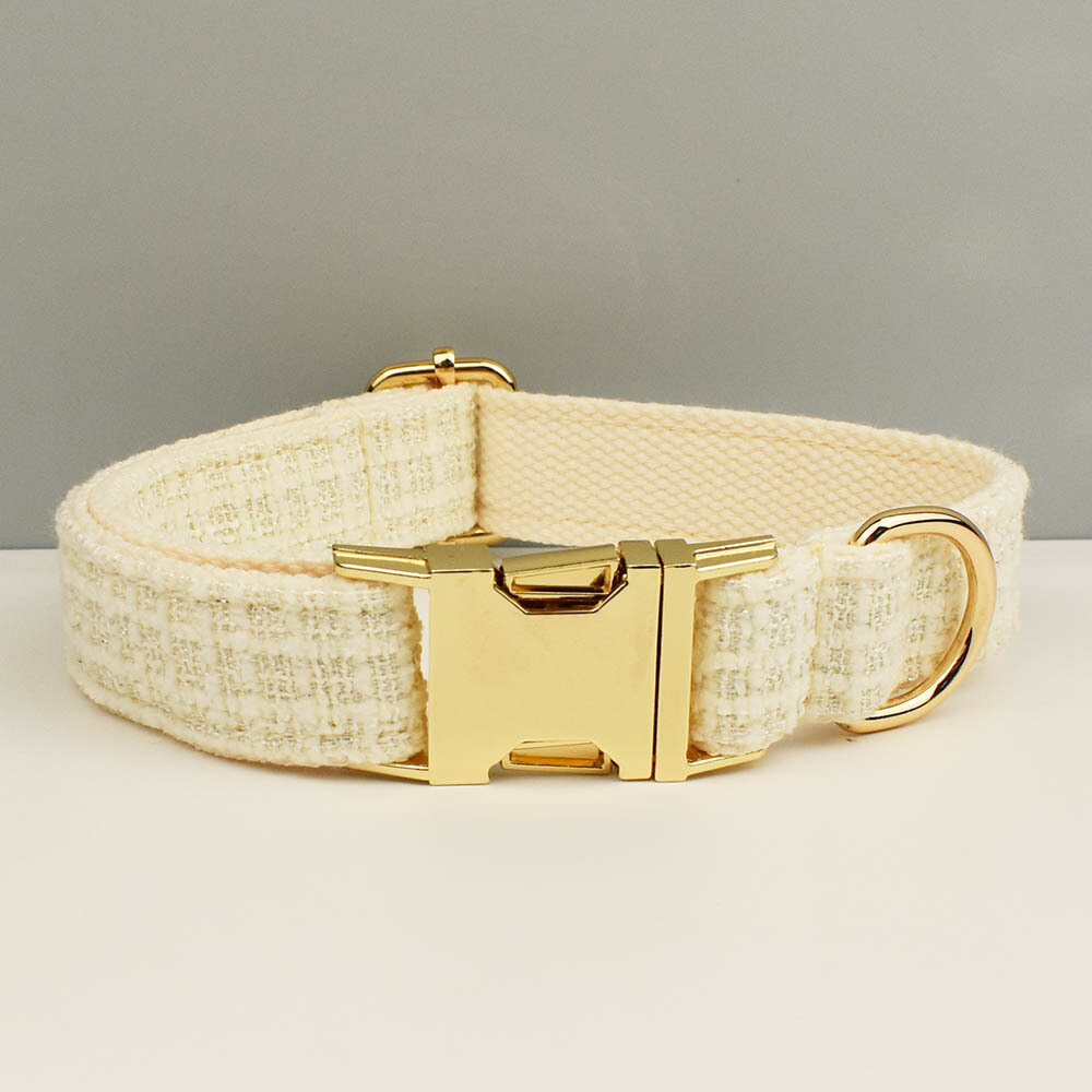 Белый маленький шанель-стиль ошейник для маленьких собак, размер S, модный аксессуар для питомцев