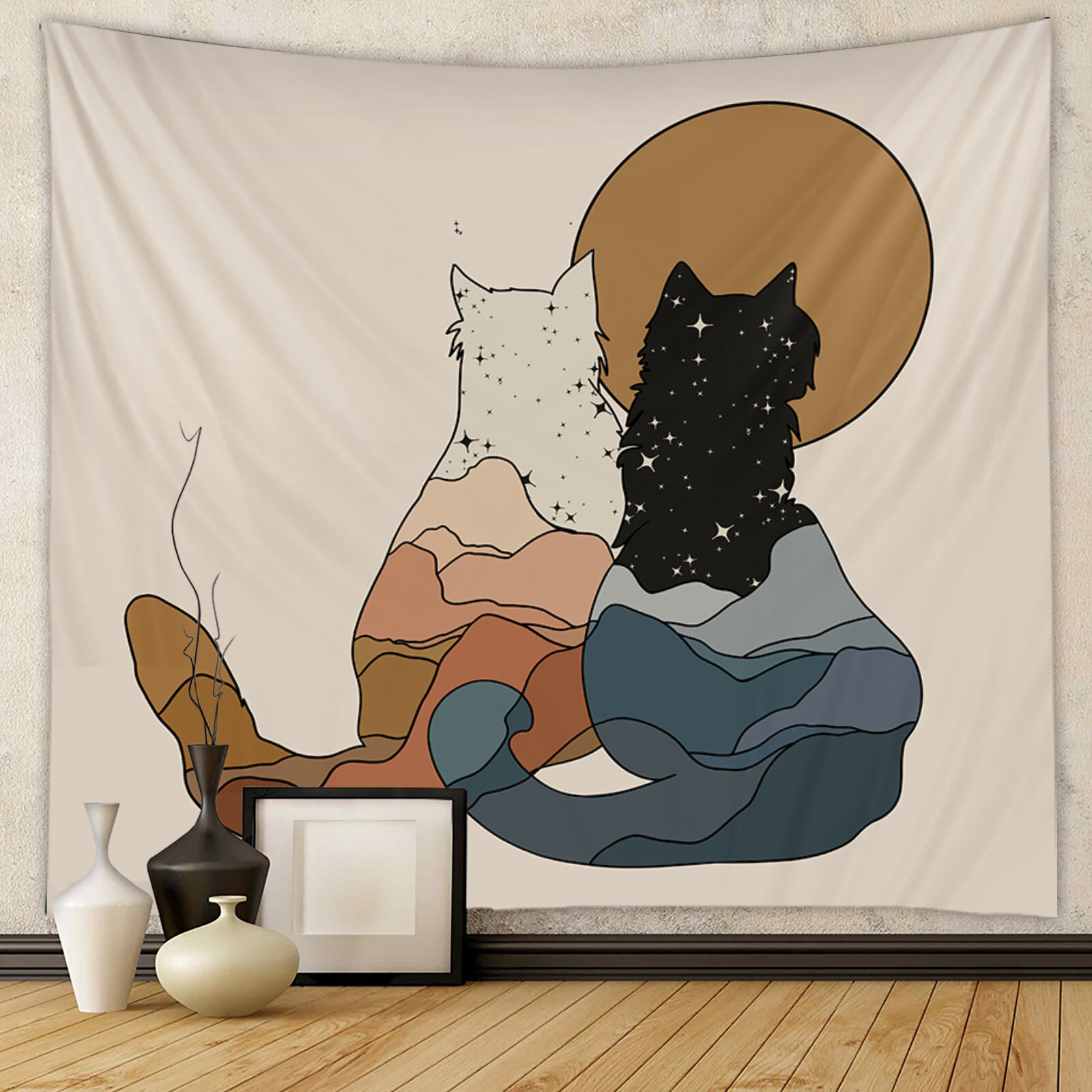 . Ретро Моранди фоновая ткань большая висячая ткань декоративная тигровая кошка настенная ткань декоративная кровать