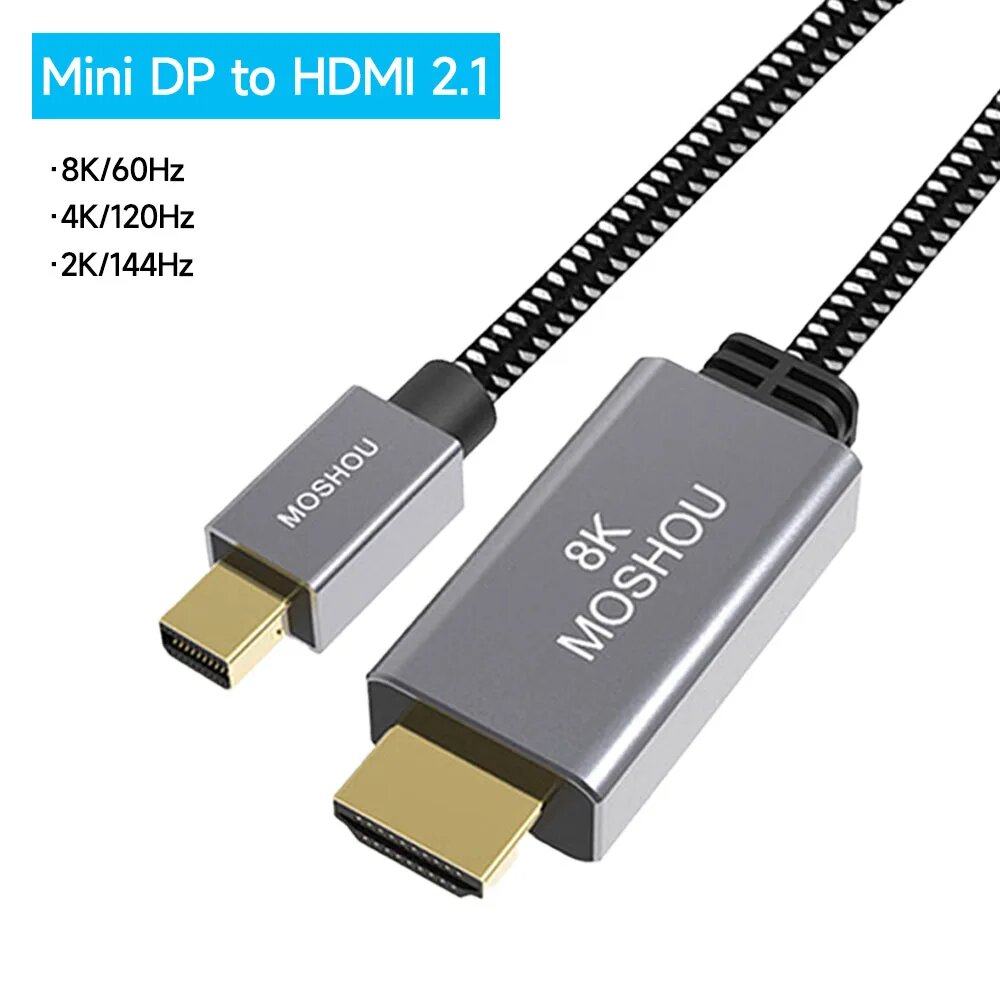 Кабель DisplayPort 1.4 на HDMI 2.1 8K Mini DP to HDMI, 1m(3.28 ft)