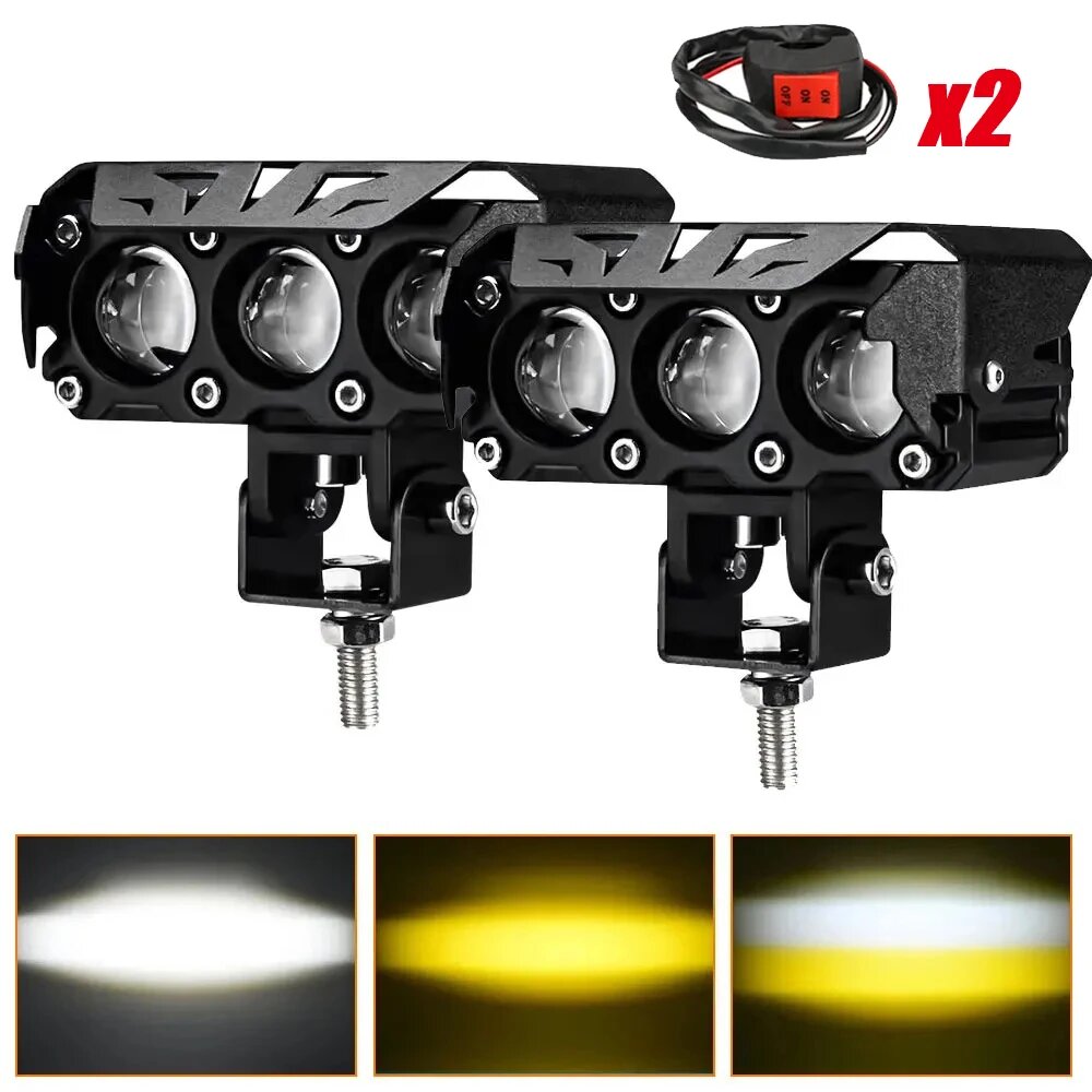 2шт Мото LED фары, противотуманные 200 Вт, цвет: 2pcs