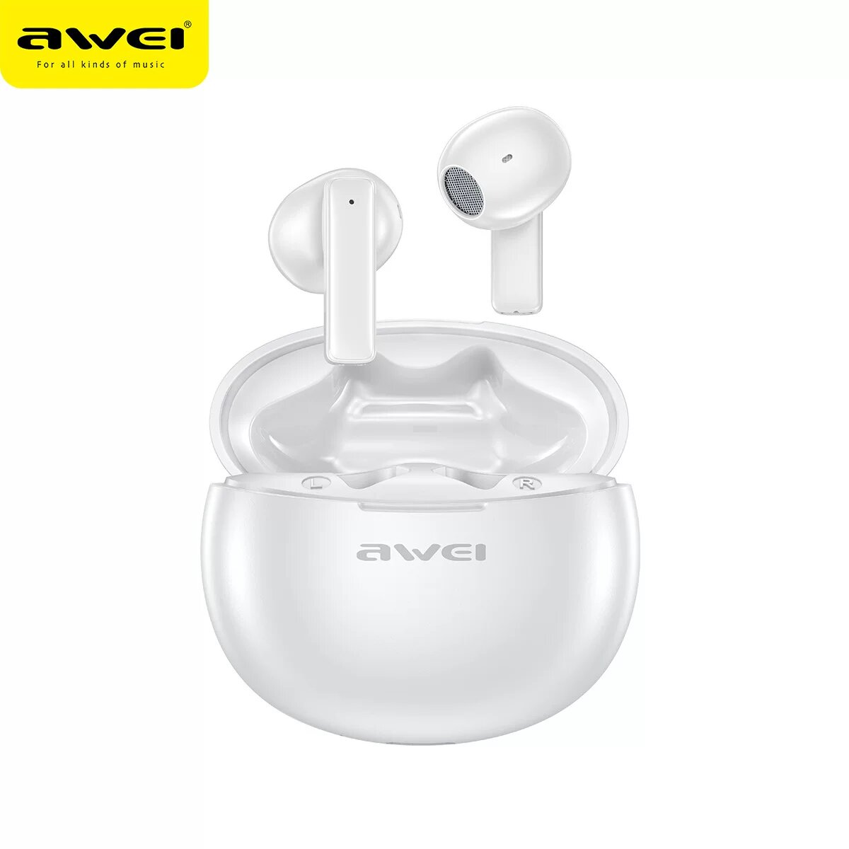 AWEI T87 беспроводные наушники Bluetooth белого цвета с шумоподавлением, Hi-Fi звуком, длительным временем работы для