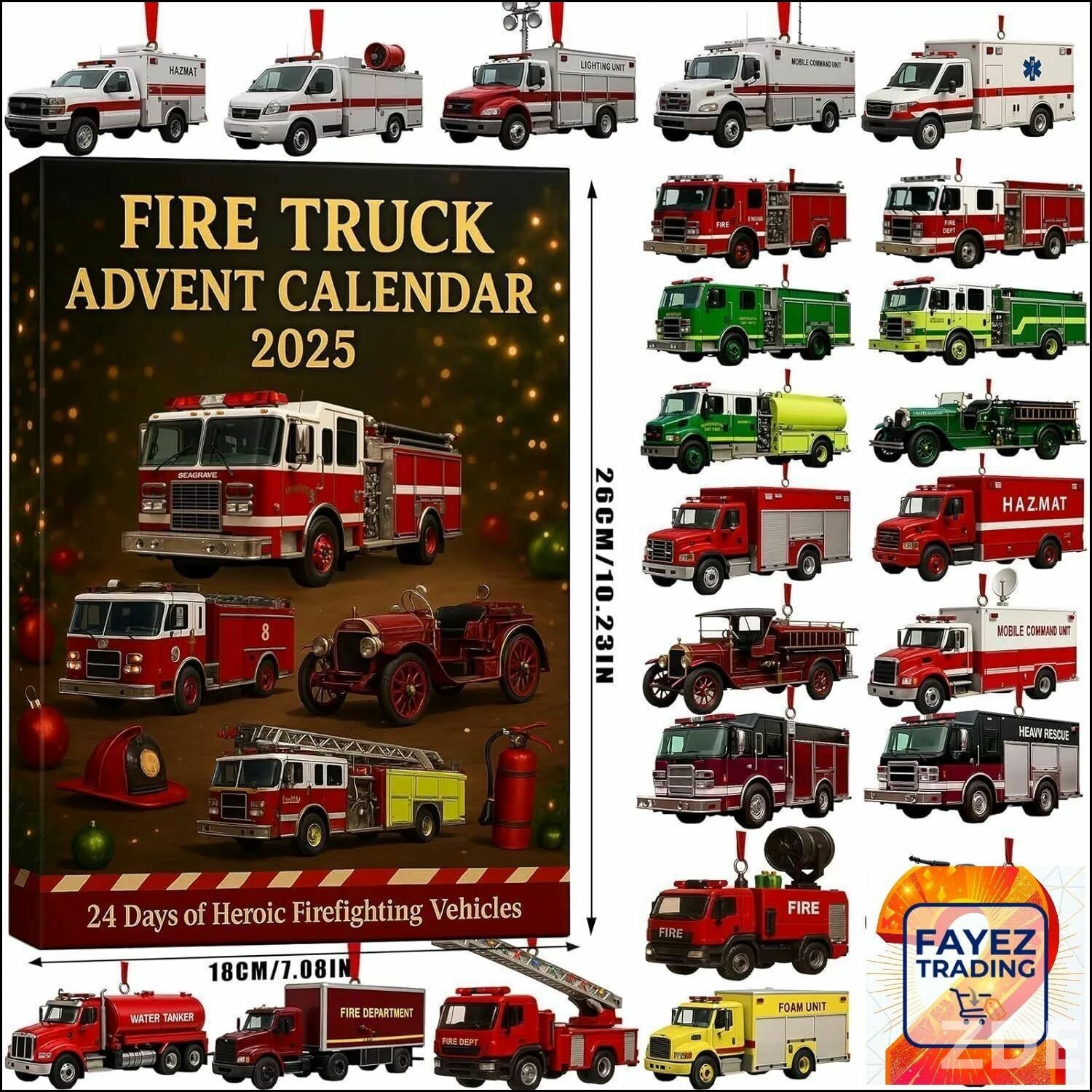 Креативный рождественский календарь пожарной машины