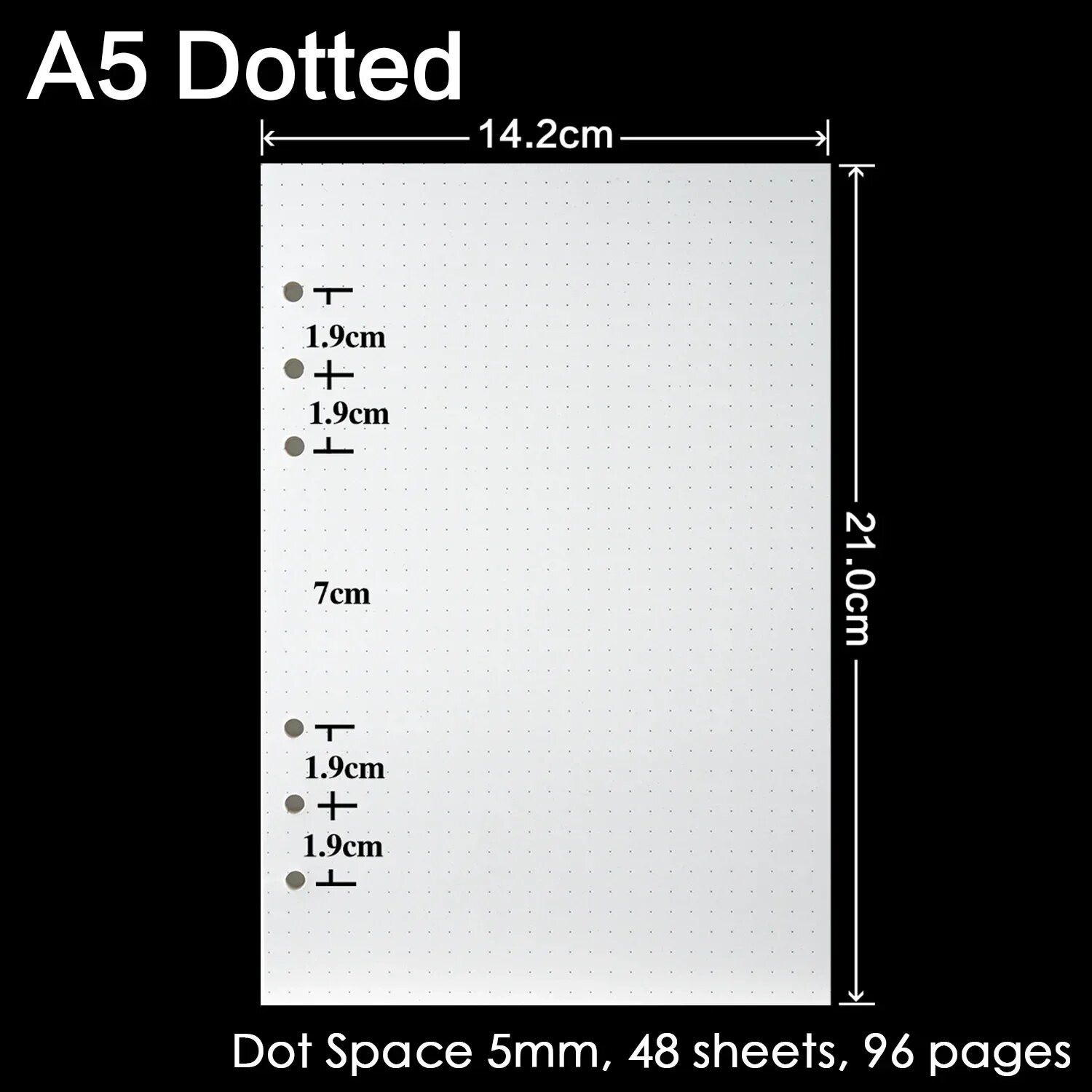 Листы для блокнота A5 Dotted, 48 листов