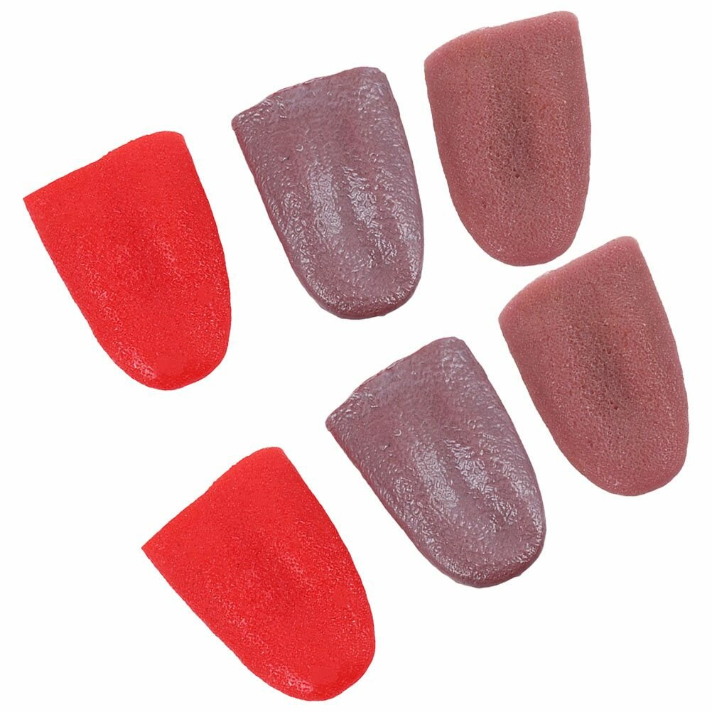 Набор из 6 искусственных языков из латекса с металлической иглой для декорации