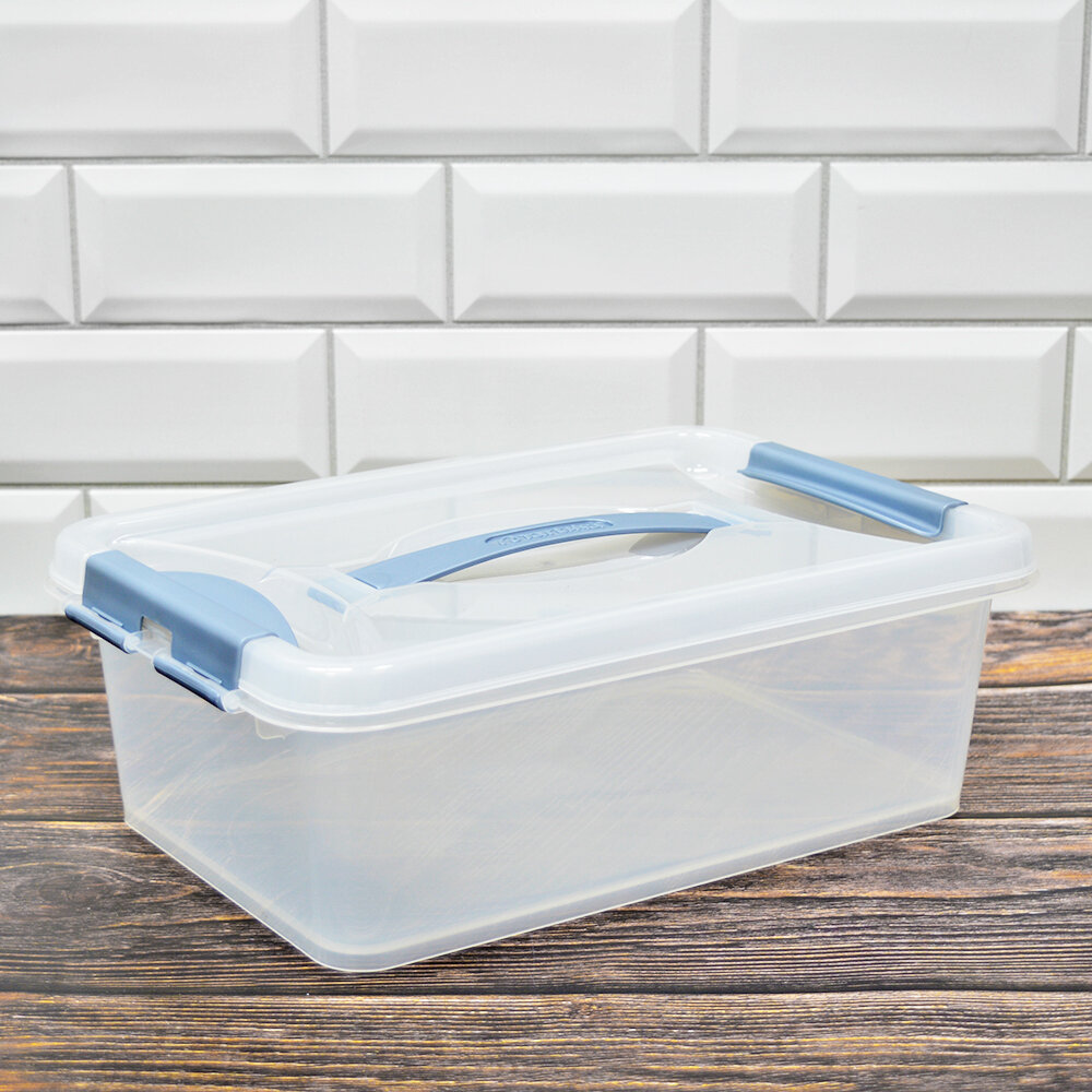 Контейнер 6л с защелками и ручкой "Клик", прозрачный