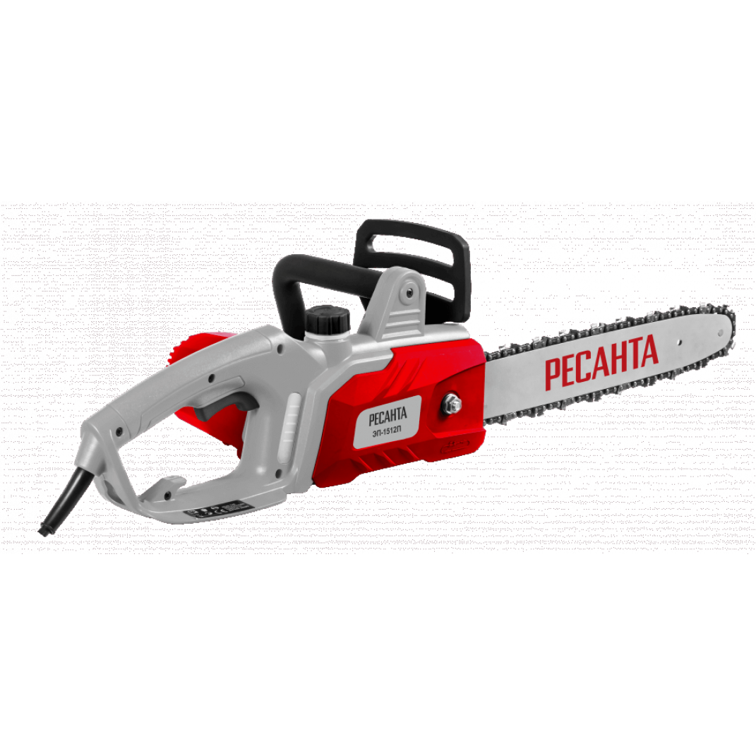 Пила цепная 1500ВТ длина шины 305ММ 12" цепь 45 тормоз, смаз цепи ЁМК. Бака 110МЛ ВЕС 3.8КГ РЕСАНТА