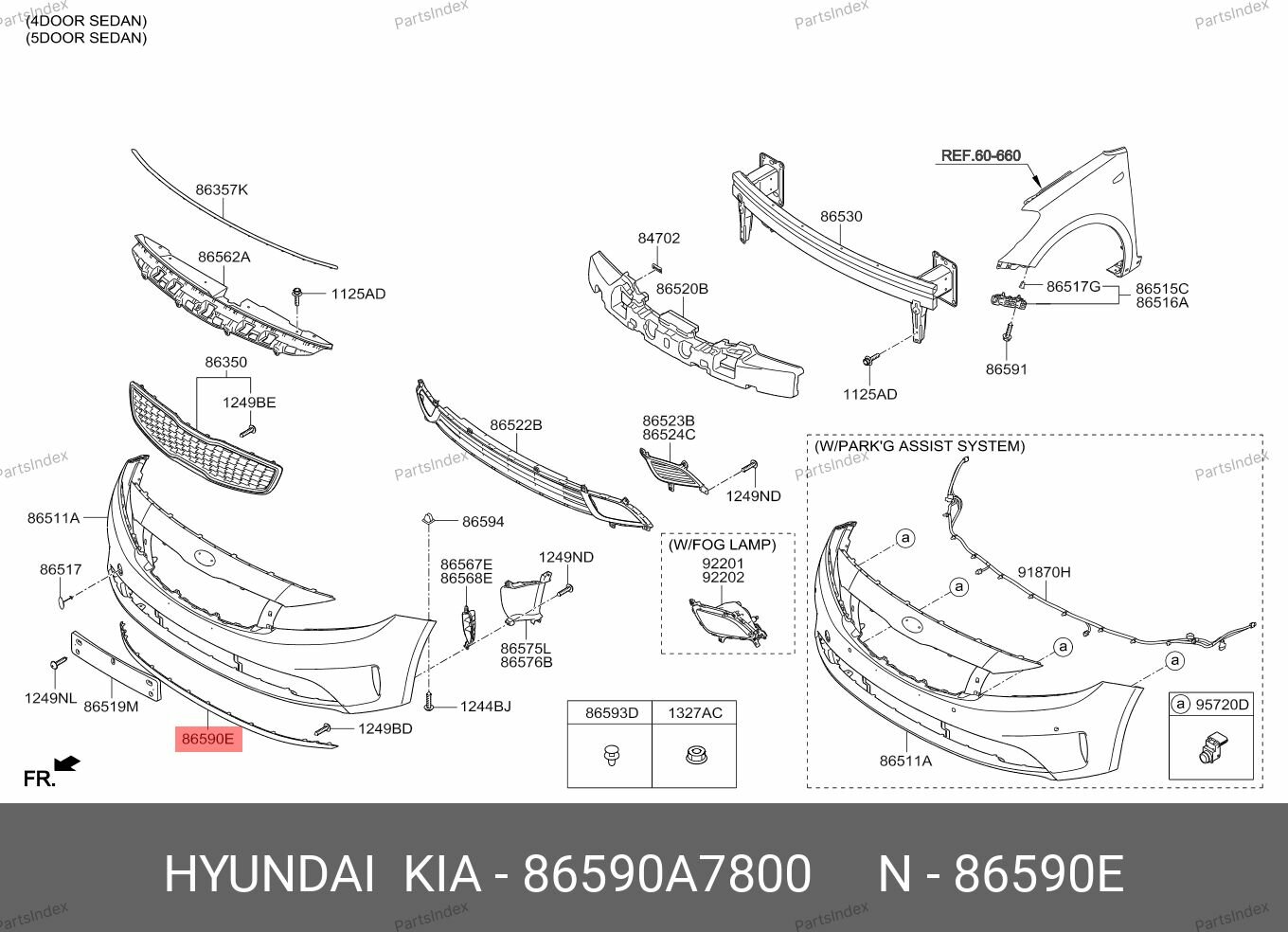 Накладка бампера, HYUNDAI/KIA/MOBIS 86590A7800