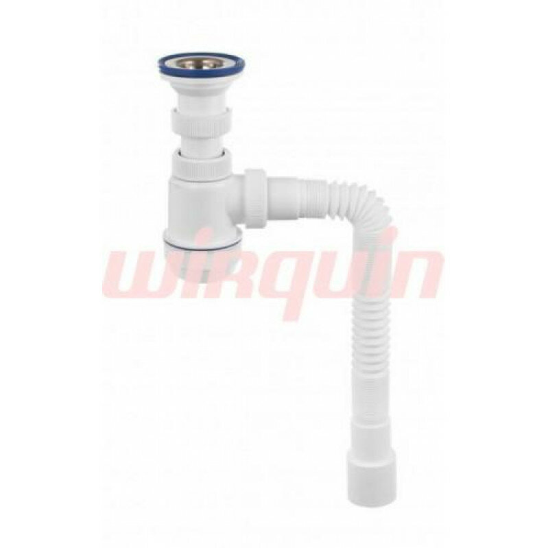 Сифон элит мини С нерж чашкой 63ММ И гибкой трубой 1 1/2 - 40 30/ VIRPLAST