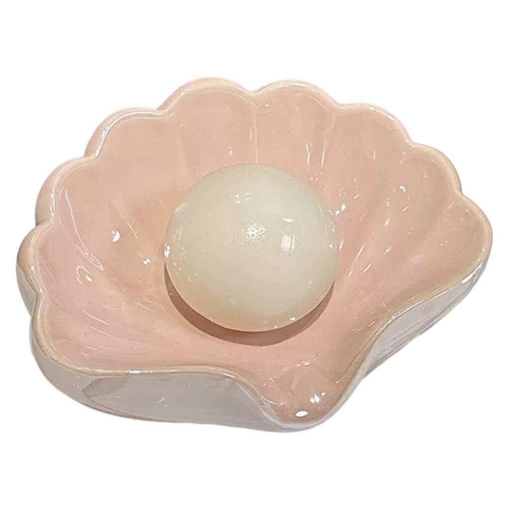 Керамическая мыльница в виде ракушки, Розовый