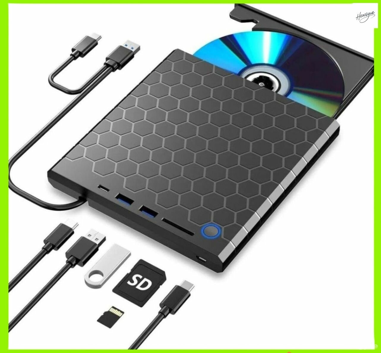 Стильный внешний рекордер DVD с поддержкой USB 3.0 и TypeC, оснащенный премиум дизайном для записи дисков