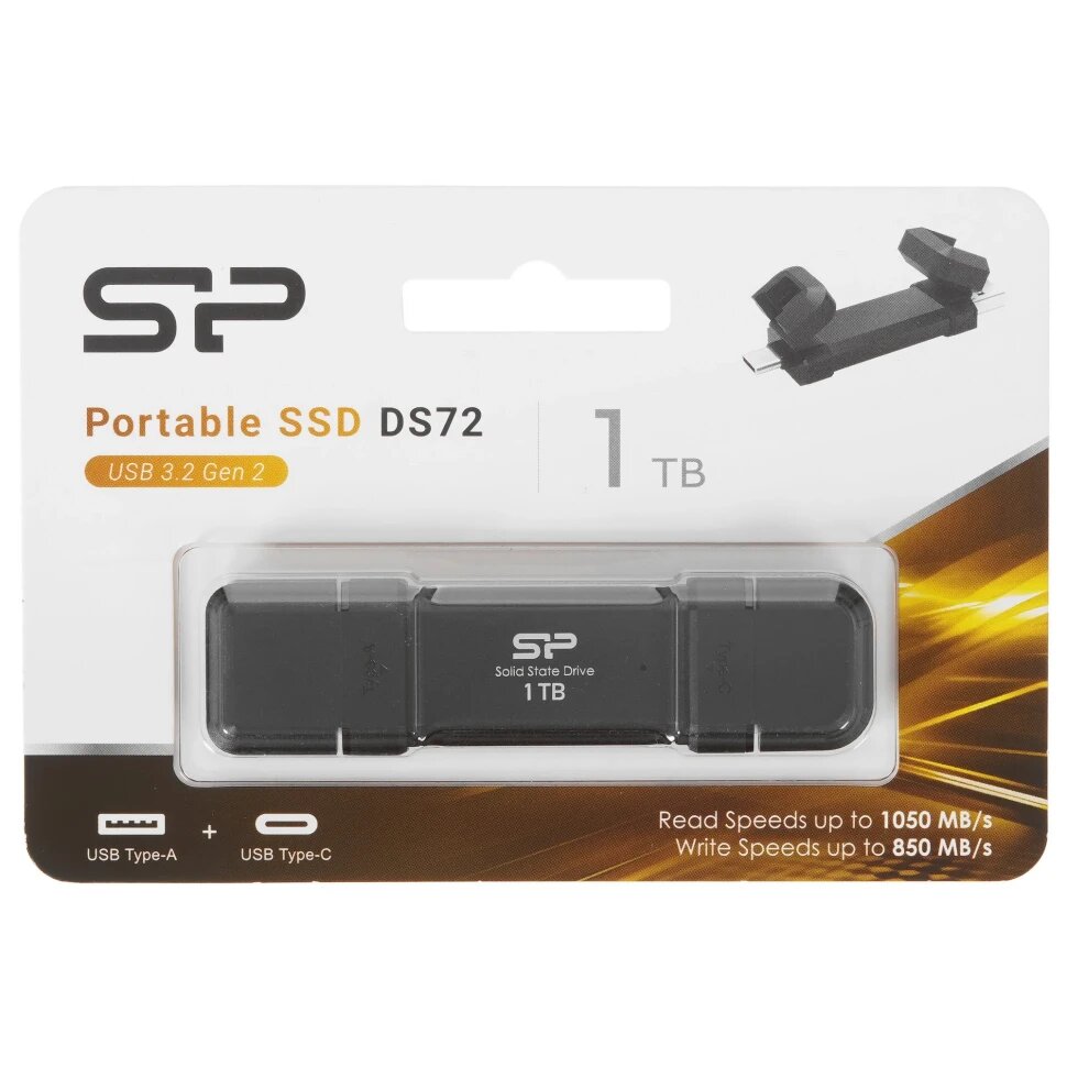 1000 ГБ Внешний SSD Silicon Power DS72 [SP001TBUC3S72V1K], Type-A, Type-C