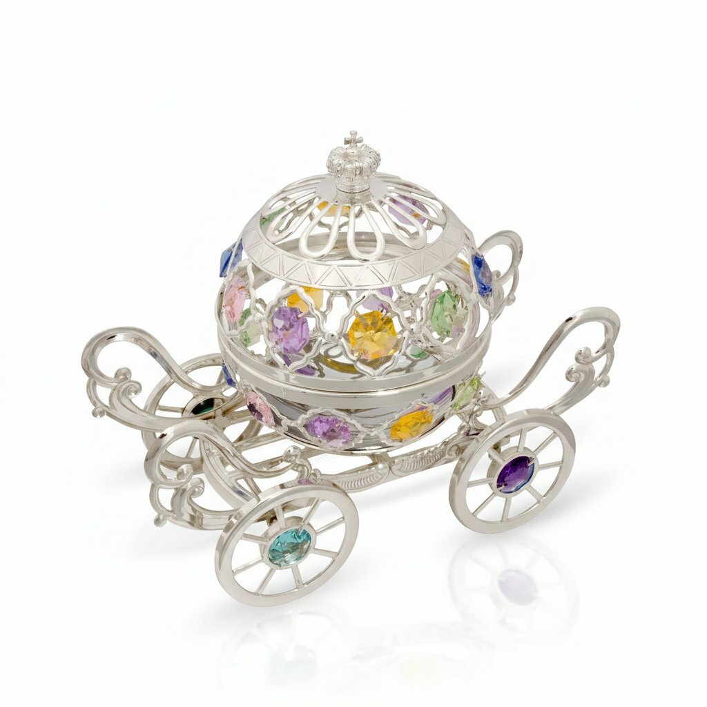 Фигурка-шкатулка Карета посеребр. с цв. кр. AR-1321/2 Crystal Temptations США Металл, кристалл