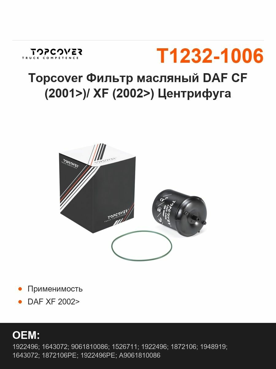 Topcover Фильтр масляный DAF CF (2001>)/ XF (2002>) Центрифуга
