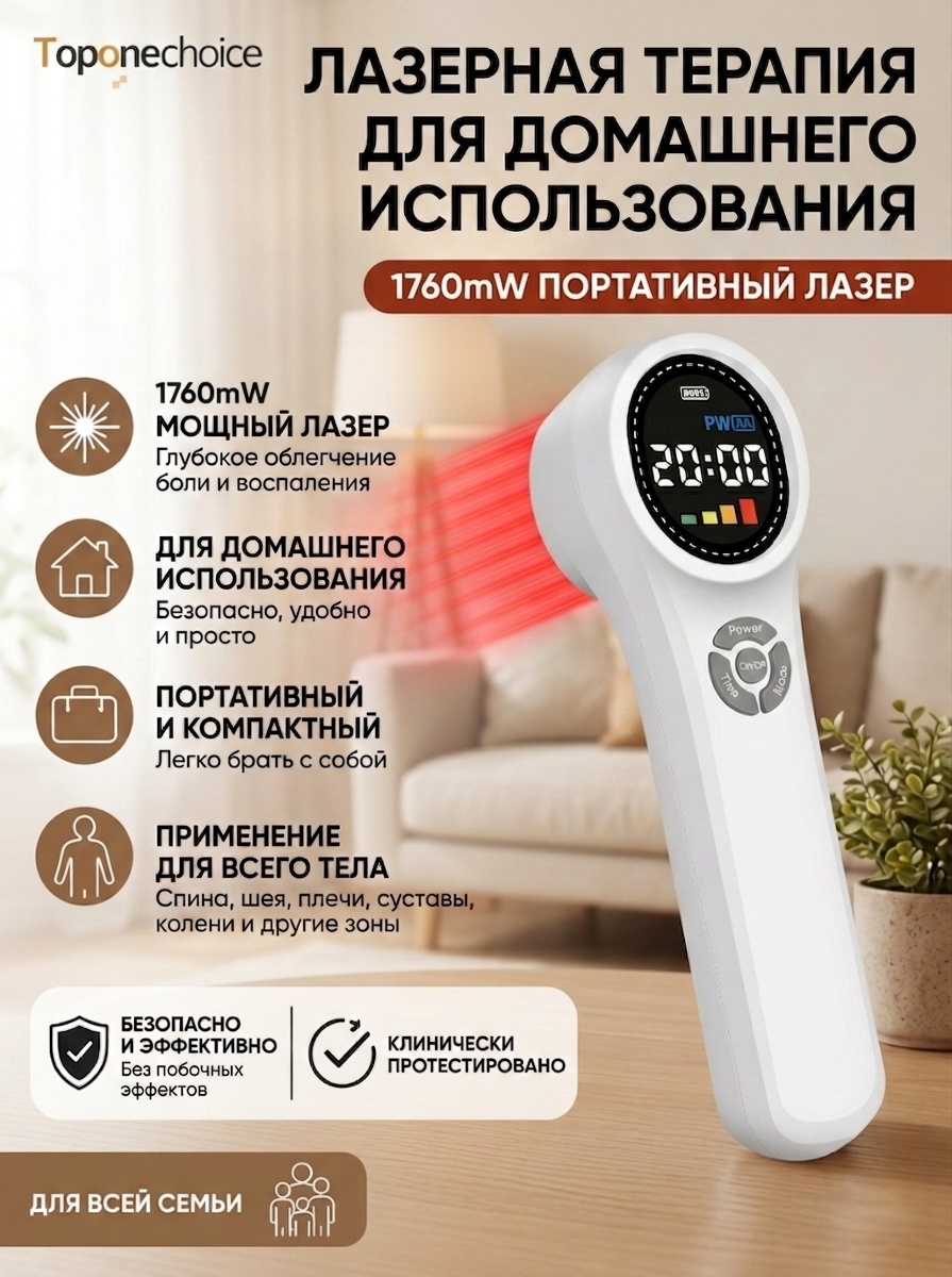 Toponechoice лазерное устройство 1760 мВт для домашнего использования, мышечный уход и снятие дискомфорта