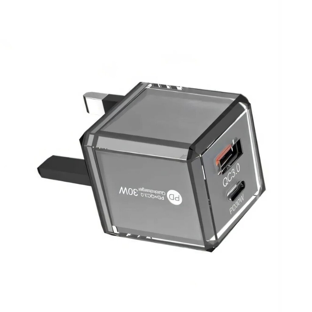 Портативное зарядное устройство UK, 30 Вт, с двумя USB-C и одним USB-A