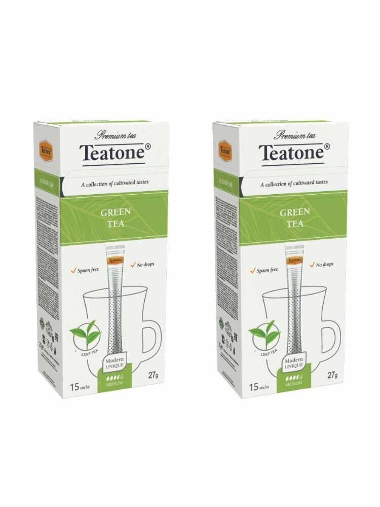 Teatone Чай зеленый в стиках 15 стиков по 1,8 г, 2 шт