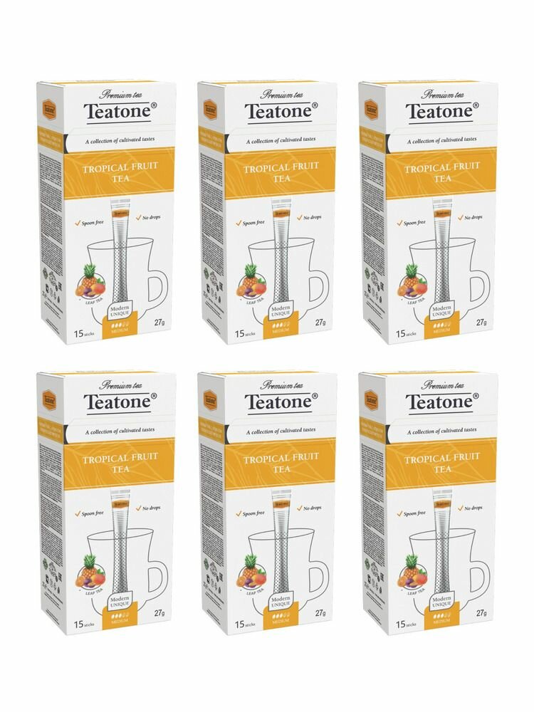 Teatone Чай черный Тропические фрукты 15 стиков по 1.8 г, 27 г, 6 шт